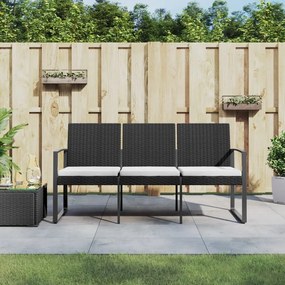 vidaXL 3místná zahradní lavice s poduškami PP ratan [360212] Barva: Černá