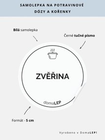 Samolepka na kořenky ZVĚŘINA bílá 5 cm tučné písmo