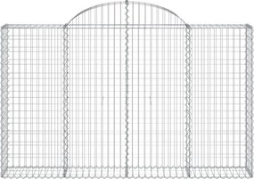 Klenuté gabionové koše 2 ks 200x30x120/140cm pozinkované železo 3146131