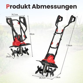 Costway Elektrický kultivátor 1200 W | Pracovní šířka 36 cm | Pracovní hloubka