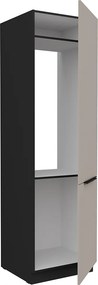 ARIA cb | vysoká skříňka 60 LO-210 2F na vestavnou lednici | 60 cm | ANTI FINGERPRINT povrch | černá/béžová