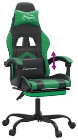 Petromila Herní židle s podnožkou černá a zelená umělá kůže
