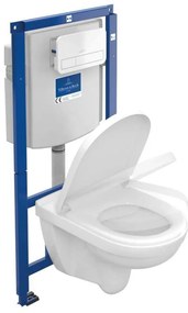 Villeroy & Boch O.novo - Set předstěnové instalace ViConnect, klozetu a sedátka, DirectFlush, SoftClosing, a tlačítka E200, bílá 5660D301