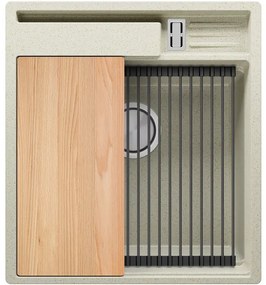 Primagran Kuchyňský dřez granitový jednokomorový bez odkapávače a prostoru pro příslušenství a desku Oslo 50 Pocket Multilevel + Dárek