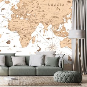 Samolepící tapeta béžová mapa - 150x100 cm
