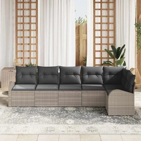 Sada zahradních pohovek 6 pcs Světle šedá Poly ratan 3346062