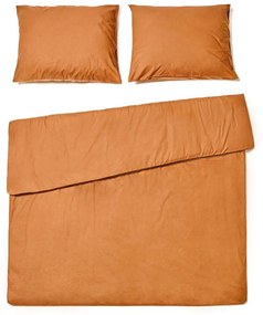Terakotově oranžové povlečení na dvoulůžko ze stonewashed bavlny Bonami Selection, 160 x 220 cm