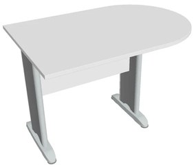 Stůl jednací oblouk 120 cm - Hobis Cross CP 1200 1 Dekor stolové desky: bílá, Dekor lamino podnože: bílá, Barva nohou: Stříbrná