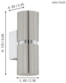 Eglo 96261 - LED Nástěnné svítidlo PASSA 2xGU10/3.3W/230V kulaté