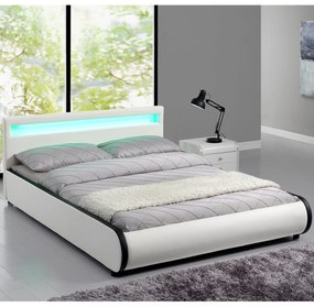 Goleto Čalouněná postel Sevilla 180 x 200 cm s LED osvětlením | bílá