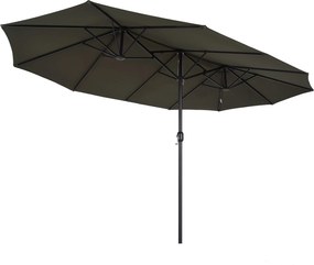 Outsunny Dvojitý Slunečník 455 x 265 cm, UV Ochrana Slunečníku s Ručním Kolečkem, Slunečník na Balkon, Plážový Slunečník Odolný proti Větru, Ochrana p