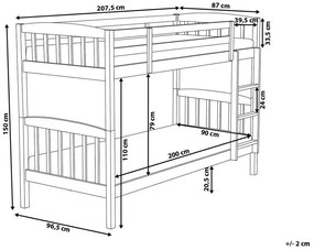 Dřevěná patrová postel 90x200 cm REVIN Beliani