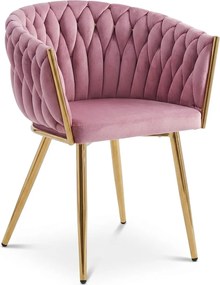 Sametové jídelní křeslo ORION VELVET se zlatými nohami, růžové