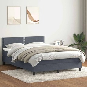 Box spring postel s matrací a LED tmavě šedá 160x210 cm samet 3316792