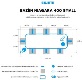 Technypools Bazénový set NIAGARA 400 SMALL 4,40 x 2,40x 1,25 m (9905K) Barva: šedá