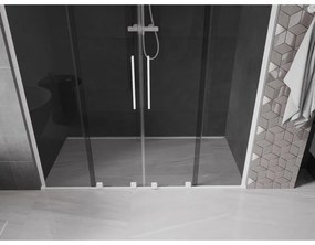 Mexen Velar L Duo, posuvné sprchové dveře do otvoru 170 cm, 8mm šedé sklo, bílá matná, 871-170-003-42-20