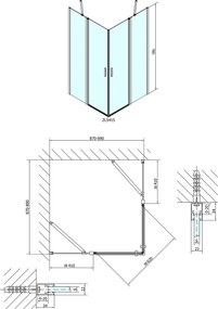 Polysan Polysan, ZOOM LINE čtvercová sprchová zástěna 900x900mm, čiré sklo, ZL5415