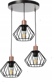 Závěsná lampa Loft Industrial Tokio Černá Měděná Led E27