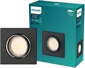 Philips Peridot Rec Kit Sq černá / Zapuštěné svítidlo / hranaté / GU10