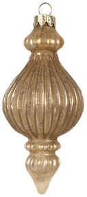 Zlatá skleněná vánoční cetka ve tvaru zvonečku s odřením Vsnderveer – 7x14 cm