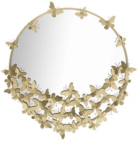 Zlaté nástěnné zrcadlo Mauro Ferretti Butterflies Round II, 91x3x94 cm