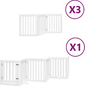 Zábrana pro psy s dvířky skládací 15 panelů bílá 750 cm topol 3155649