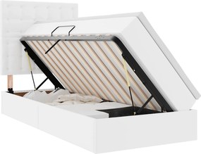 Postel s úložným prostorem Úplně bílá 90 x 190 cm Umělá kůže 3371646