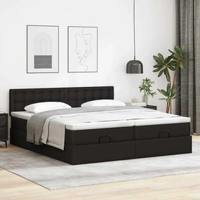 Osmanský rám postele s matrací černá 200x200cm umělá kůže 3312810