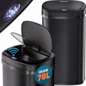 Bezdotykový Jumbo odpadkový koš 70l černá USB kabel zdarma