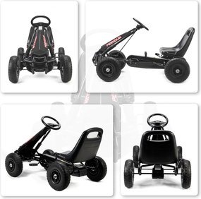 AIYAPLAY Tretkart Go-Kart pro děti s nastavitelným sedadlem, EVA kola, manuální spojka a brzda, 110 x 61 x 62 cm, černá