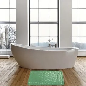 MSV PEBBLES koupelnová předložka 40 x 60 cm bazalkově zelená / PU pěna