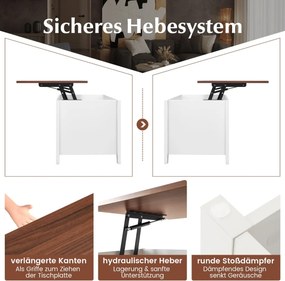 Costway Rozkládací stolek s úložným prostorem zvedací desky a 3 otevřenými