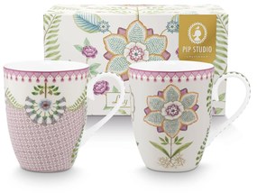 Pip Studio Lily &amp; Lotus sada 2 hrnků 350ml, lila (sada 2 hrnků v dárkovém balení)