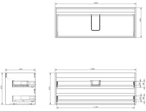 Mexen Orio, koupelnová skříňka 160 cm s pravým umyvadlem Otis, 2S, 1D, bílá lesklá, 91A13-16047-3-BBFFF00-W18P00