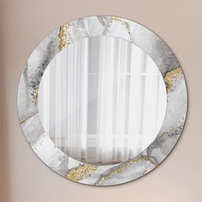 Kulaté zrcadlo s dekorem Bílé mramorové zlato fi 60 cm