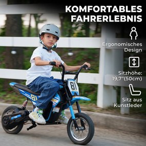 AIYAPLAY Elektrická motorka pro děti 24 V dětský motokros s 250W motorem, 7Ah baterie, zadní odpružení, kotoučová brzda, 16 km/h, 8–12 let