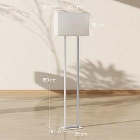 HOMCOM Moderní stojací lampa, 3 režimy, nožní spínač, nastavitelná jasnost, vzhled lnu, bílá