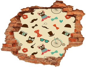 Wallmuralia Samolepící nálepka na zeď Hipsterské sovy 90x70 cm