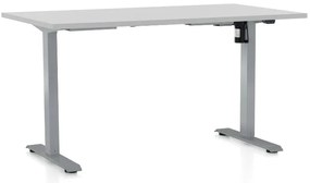 Výškově nastavitelný stůl OfficeTech A, 120 x 80 cm, šedá podnož, světle šedá