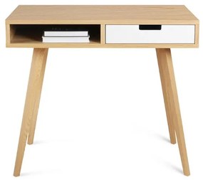 Benlemi Moderní dřevěný psací stůl se šuplíkem LEA 90 cm bílý Strana: Vpravo, Kvalita dřeva: 1. Dubový masiv třídy A