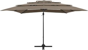 4stupňový zahradní slunečník s hliníkovou tyčí taupe 250x250 cm 313823