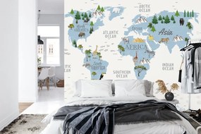 Fototapeta Animals World Map For Kids Wallpaper Design Samolepící tapety 405x270