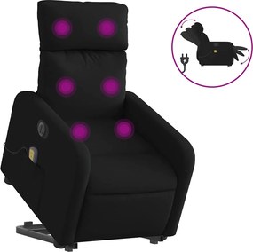 Elektrické zvedací masážní polohovací křeslo černé textil 3206728