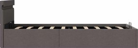Rám postele s úložným prostorem LED tmavě šedý textil 90x200 cm 285600