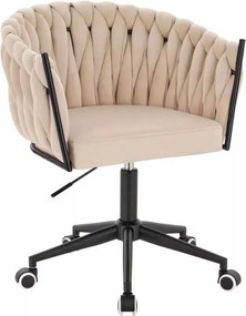LuxuryForm DESIGN Otočná židle NORDEN VELUR na černé podstavě s kolečky - krémová
