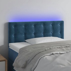 Čelo postele s LED tmavě modré 80 x 5 x 78/88 cm samet 3122080