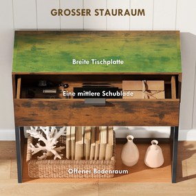 HOMCOM Konzolový stolek, předsíňový stolek s zásuvkou, průmyslový design, do předsíně nebo obývacího pokoje, 80x30x76 cm, černá