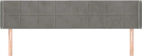 Čelo postele typu ušák světle šedé 163x16x78/88 cm samet 3118822