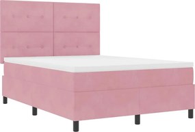 Postel s boxspringem s čelo Růžová 160 x 200 cm samet 3339847