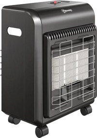 Outsunny Plynový topič venkovní 1,5-4,2 kW terasový topič s kolečky, 3 stupně výkonu, 50 cm hadice, regulátor tlaku